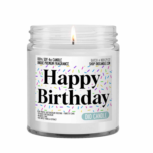 Happy Birthday Candle - Funfetti Cake Scented Soy - Dio Candle Company