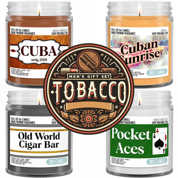 Men's Candle Gift Set - Tobacco Edition - Cigar Scents - Dio Candle Company